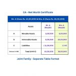 Net Worth Certificate Format - CA Networth Certificate format for VISA