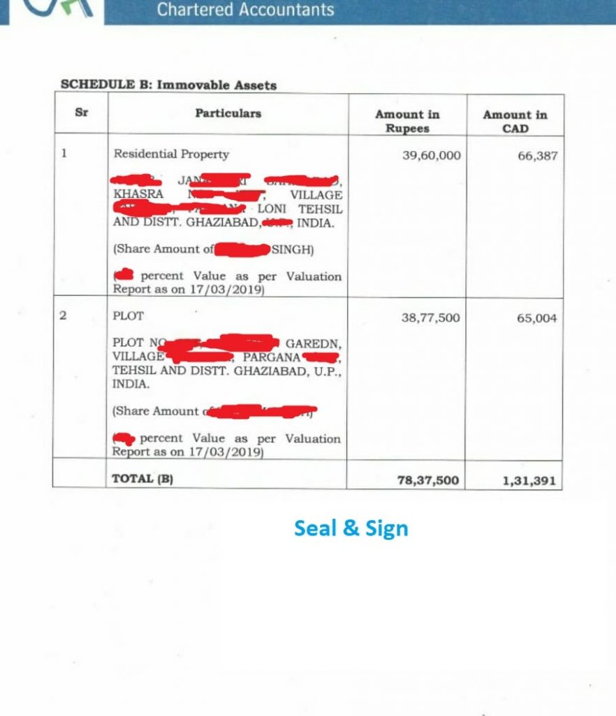 Double Currency Networth Certificate format - Multiple/Foreign Currency